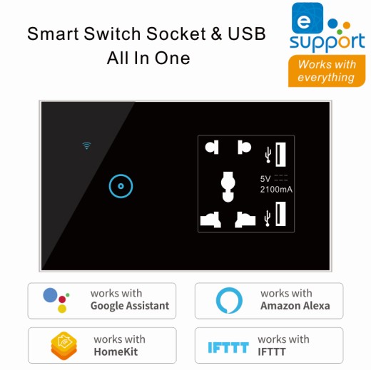 2 In 1 Wall Smart Switch Socket Tempered Glass Tou... – Vicedeal