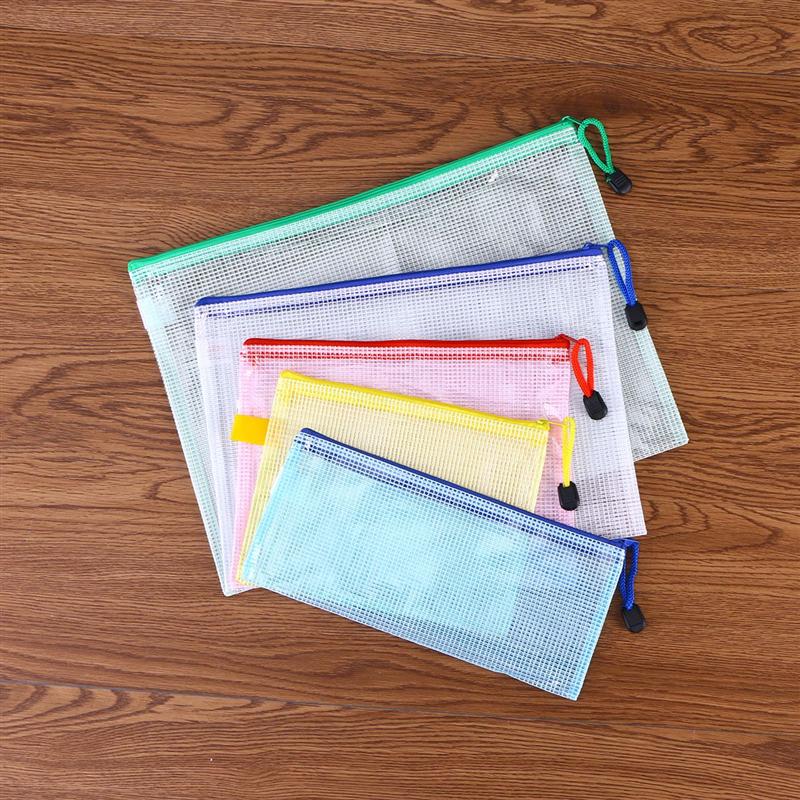 5pcs File Pockets PVC Plastic Grid Zipper File Bag... – Grandado