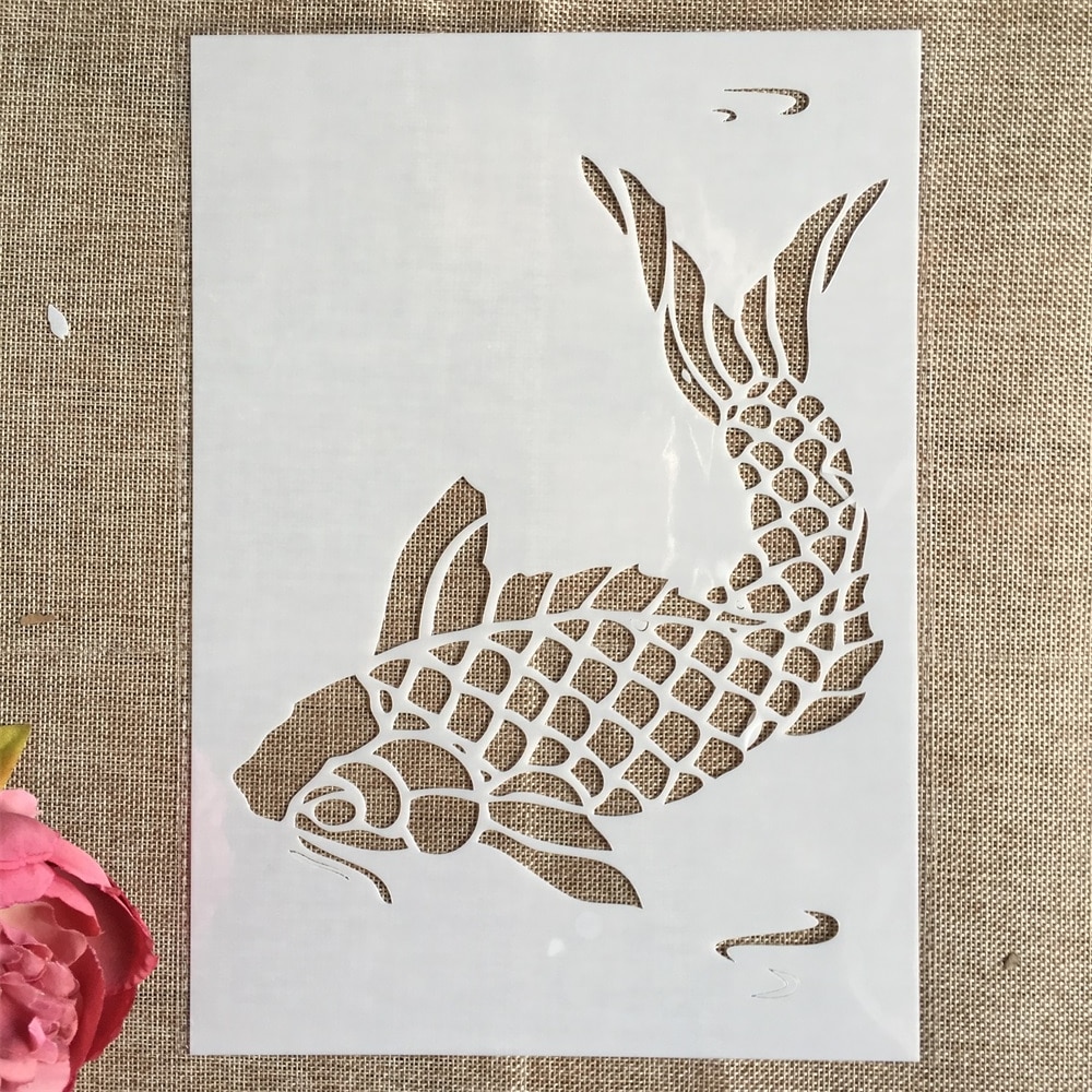 29cm A4 Big Carp DIY Layering Stencils Wall Painti... – Vicedeal