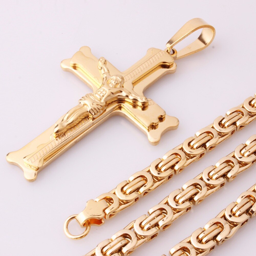 Gold Color Stainless Steel Jesus Cross 18"-32" Pen... – Grandado