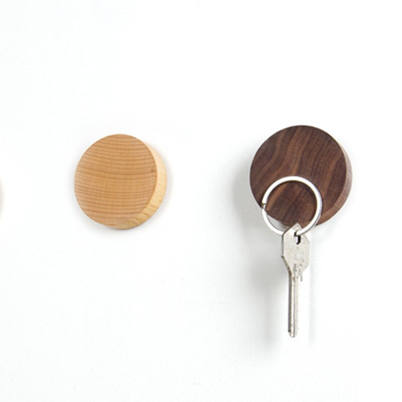 Wooden Magnet Key Holder DIY Round Sticky Hooks Wa... – Grandado