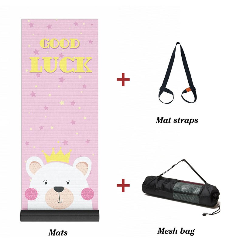 Cute Cartoon Print Yoga Mat Natural Rubber Pilates... – Grandado