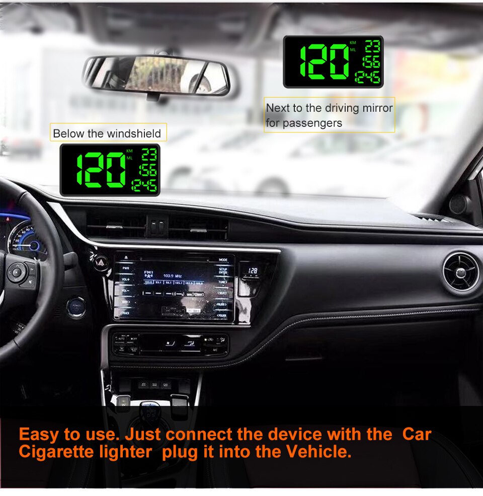 Car Gps Hud Speedometer C1090 Green Screen Display Grandado