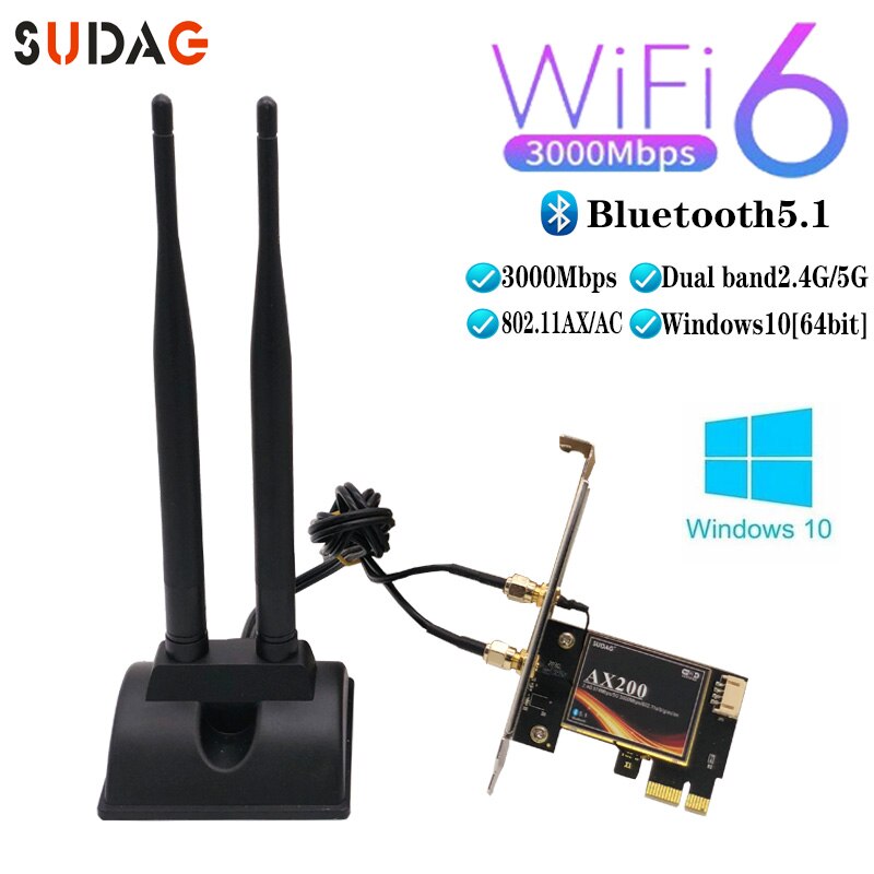 3000Mbps Wifi 6 Wireless AX200 Desktop PCIe Wifi A... – Vicedeal