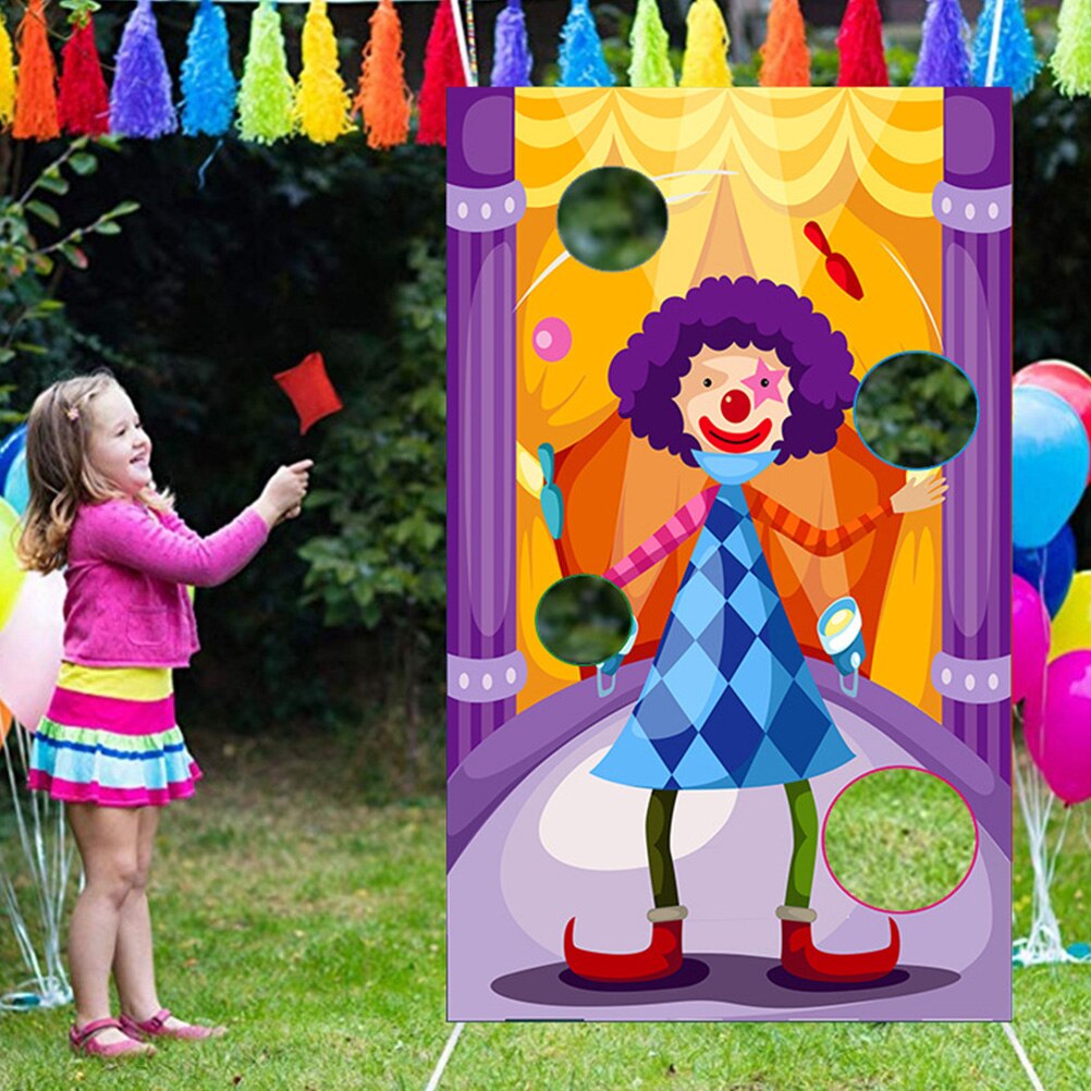 Cartoon Circus Clown Toss Game Banner Funny Sandba... – Grandado