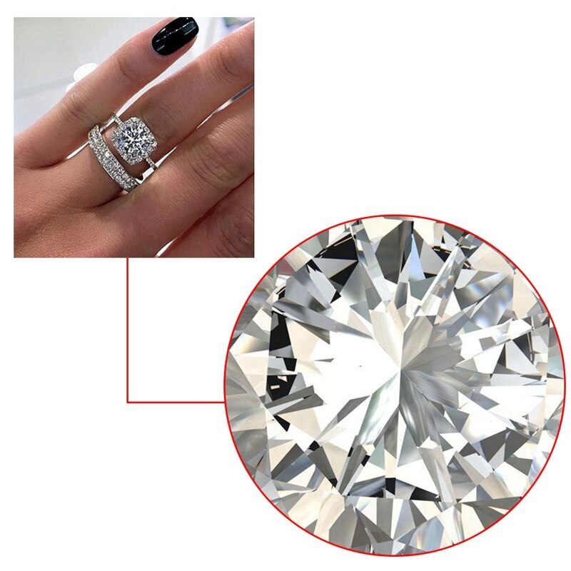 2 Teile/satz Frauen Kristall Weiß Ring Set Luxus G... – Vicedeal