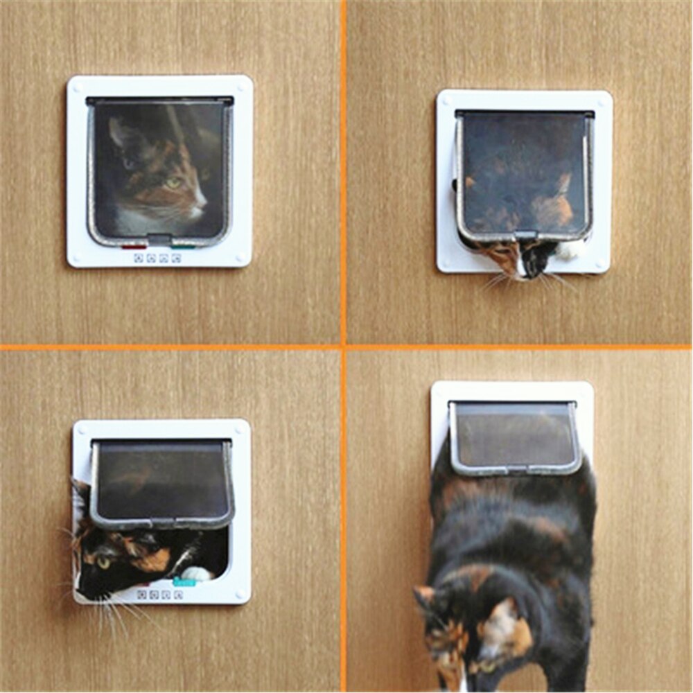 Pet Cat Flap Door with 4 Way Lock Household Securi... – Grandado