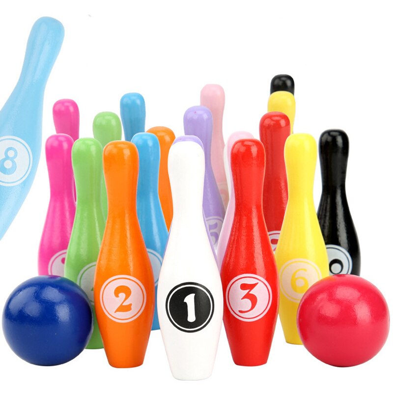 12pcs Wooden Bowling Ball Game Block Educational F... – Grandado