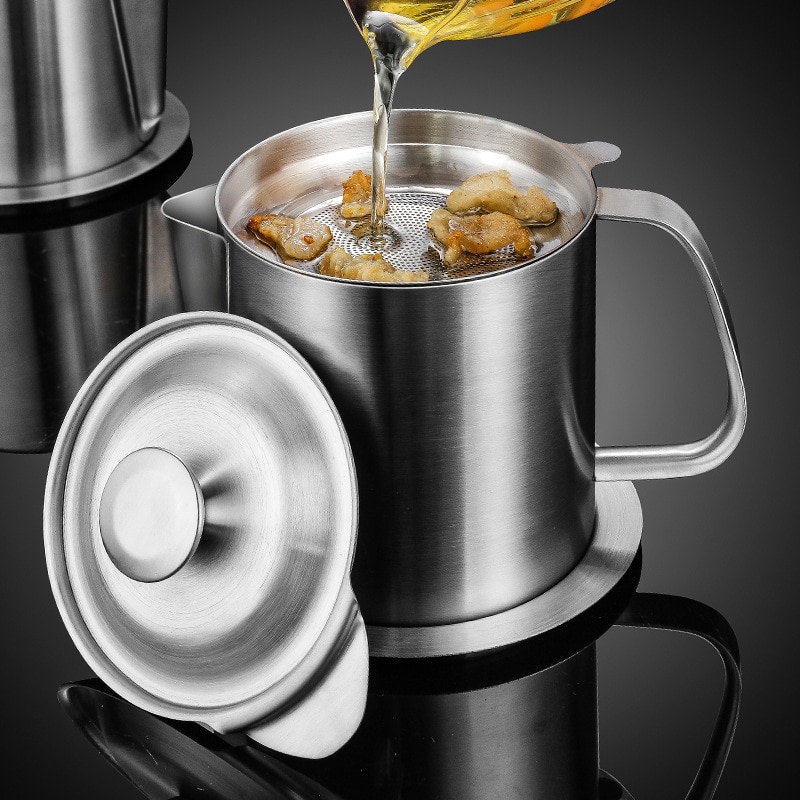 Kitchen Stainless Steel Oil Filter Tank Oil Jar La... – Grandado