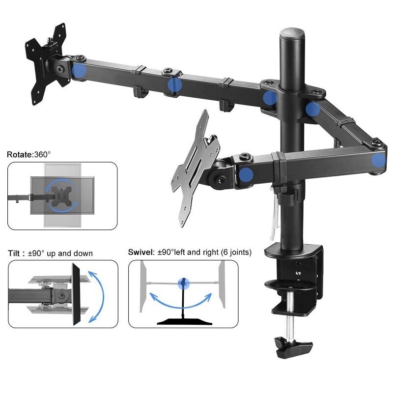 Desktop Double Monitor Arm Mount PC Desk Stand Dua... – Vicedeal