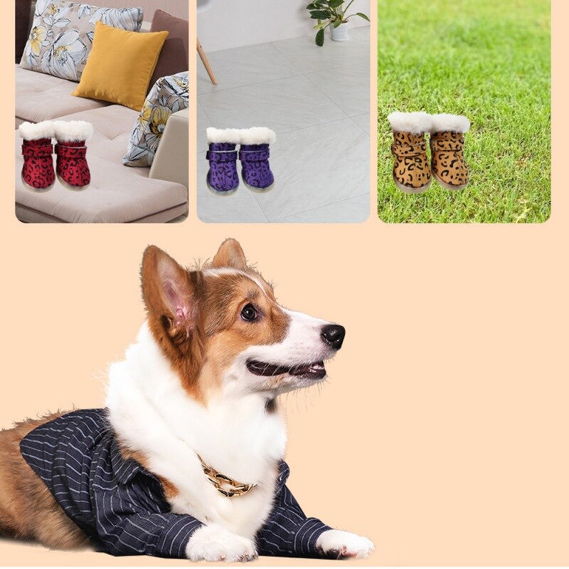4pcs/set Winter Pet Dog Shoes Anti-slip Rain Snow ... – Vicedeal