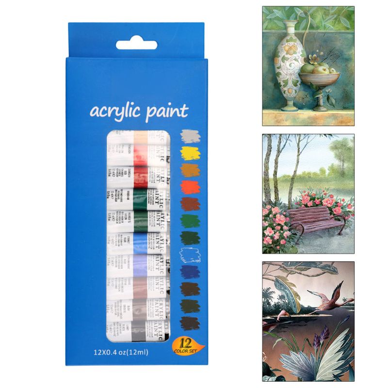 12 Kleuren Professionele Acryl Verf Set 12Ml Buize... – Grandado