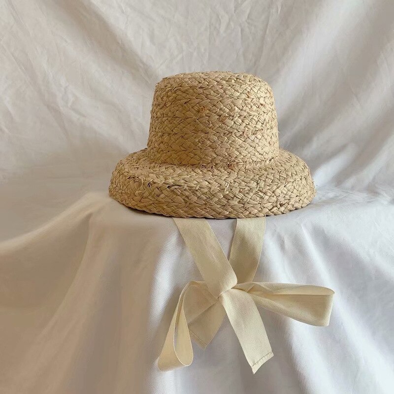 Summer girls large brim Woven straw hat kids beach... – Grandado