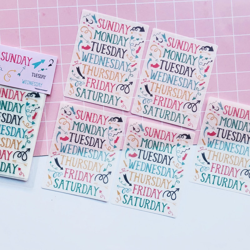 5 Sheets/Pack Monday to Sunday 7 Days Paper Decora... – Grandado