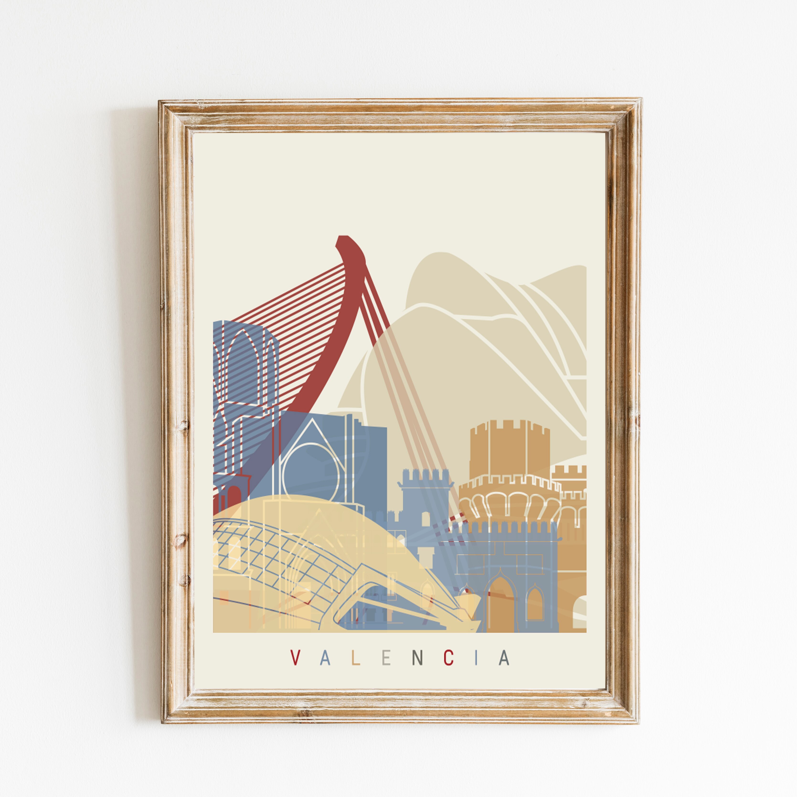 Valencia Skyline Poster-Cartel Lámina Artistica de... – Grandado