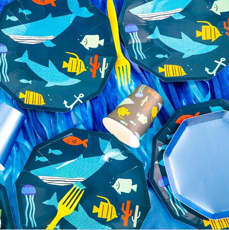8PCS/Set Cartoon Shark Disposable Tableware Sea An... – Grandado