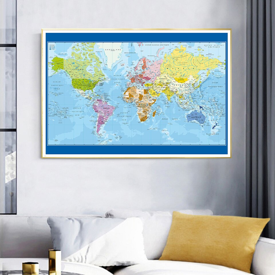 150*100cm The World Political Map In French Modern... – Grandado