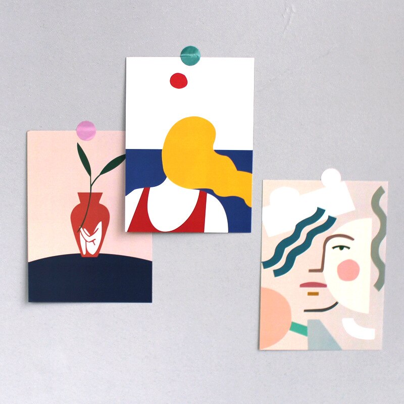 Ins Nordic Retro Abstract Art Postcard 3 sheets Cl... – Vicedeal