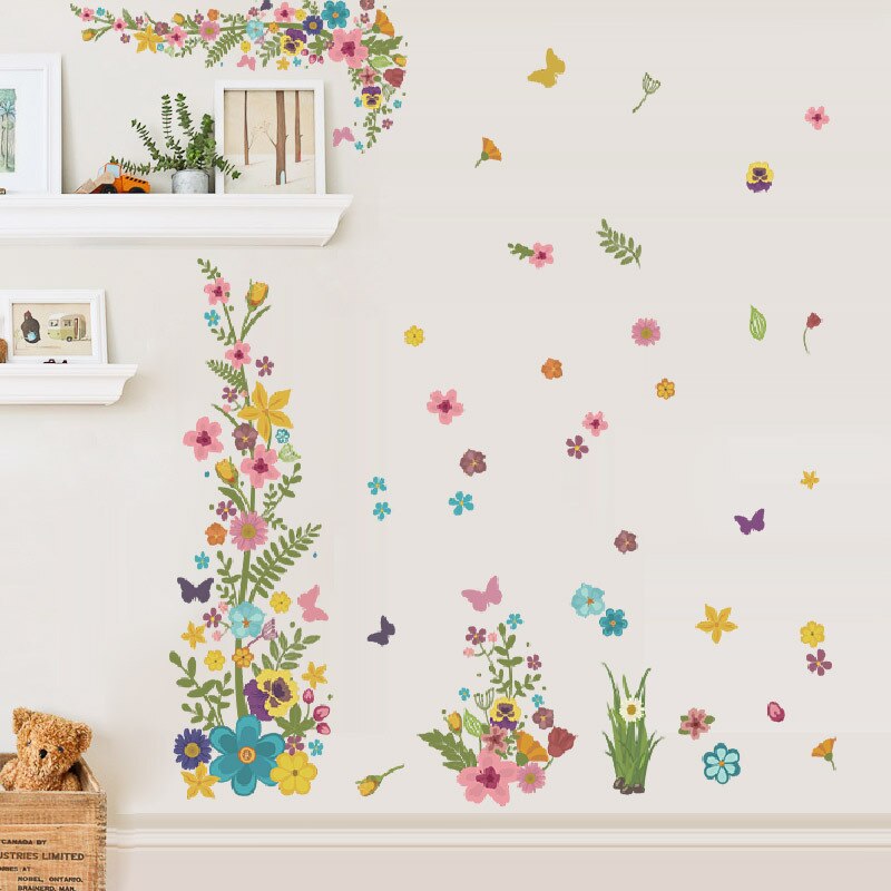 Colorful flower vine Wall Sticker Mural bedroom Li... – Grandado
