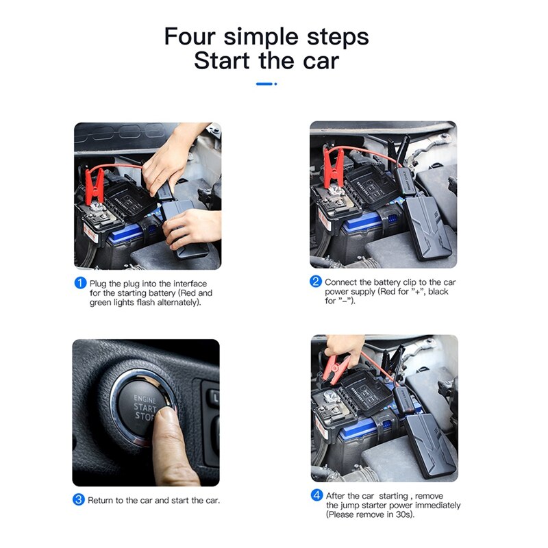 KUULAA Car Jump Starter Power Bank 12V 600A Car St... – Grandado