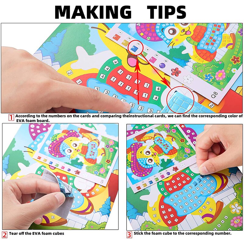 8PCS 3D Kids EVA Sticky Mosaics Puzzle Stickers DI... – Grandado