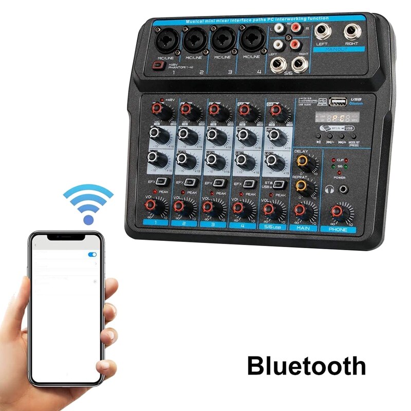 Audio Mixer 6-Channel DJ Sound Controller Interfac... – Grandado