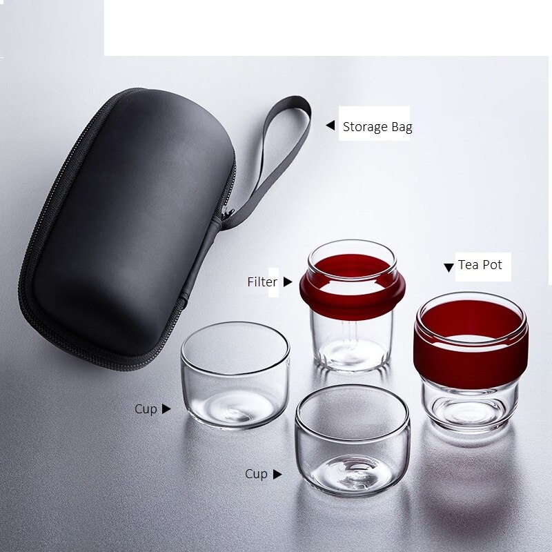 Draagbare Glas Thee Set voor Reizen Kopje Thee Fil... – Grandado