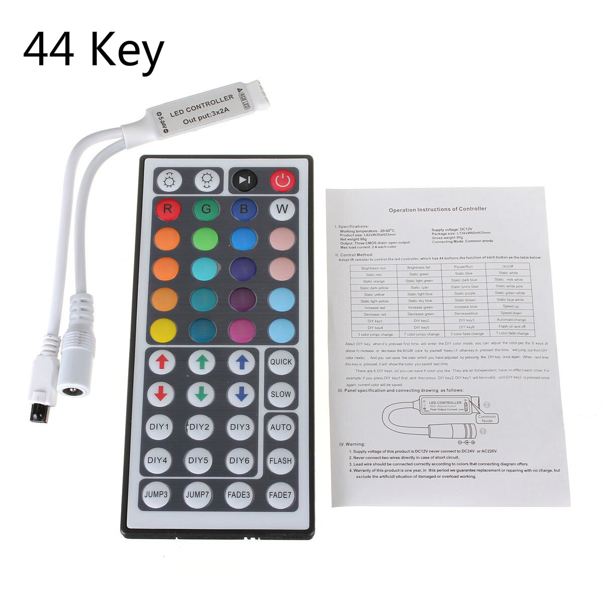 Led Controller 24 Sleutel 44 Key Mini Ir Afstandsb... – Vicedeal