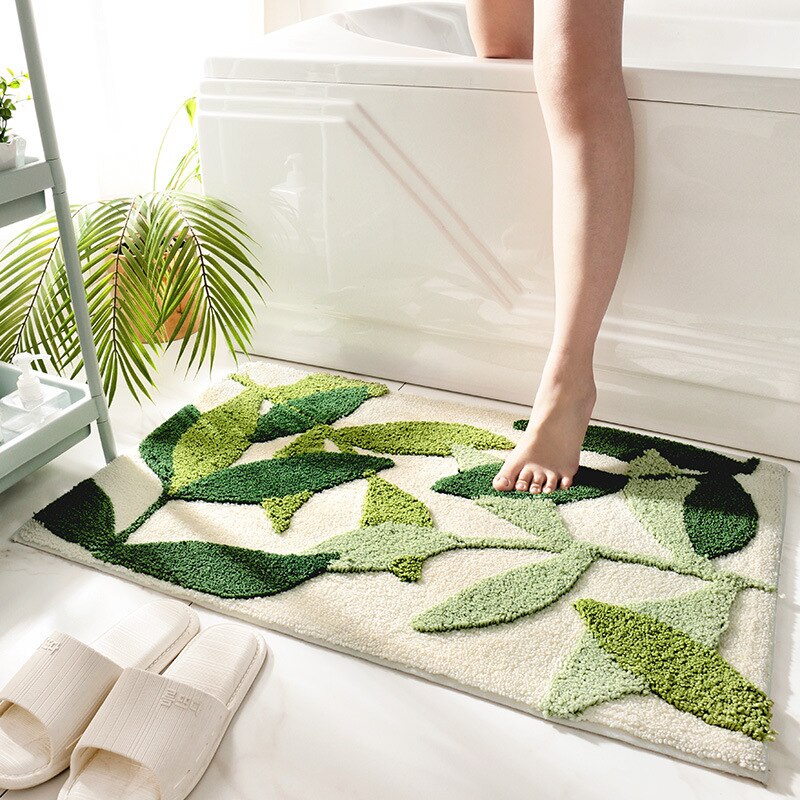 Inyahome Groene Bladeren Massaal Badmat Antislip A... – Grandado