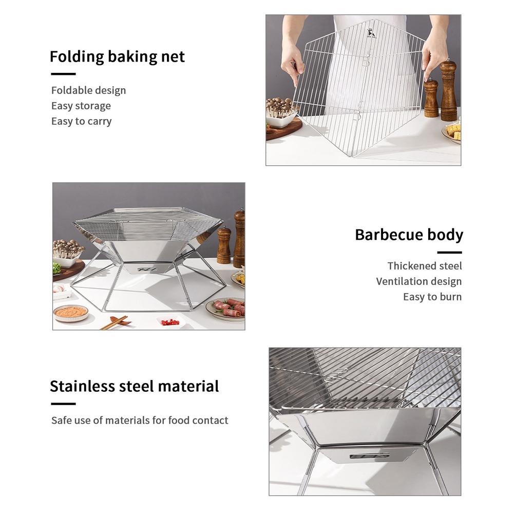 Folding Barbecue Grill Stainless Steel Campfire St... – Grandado