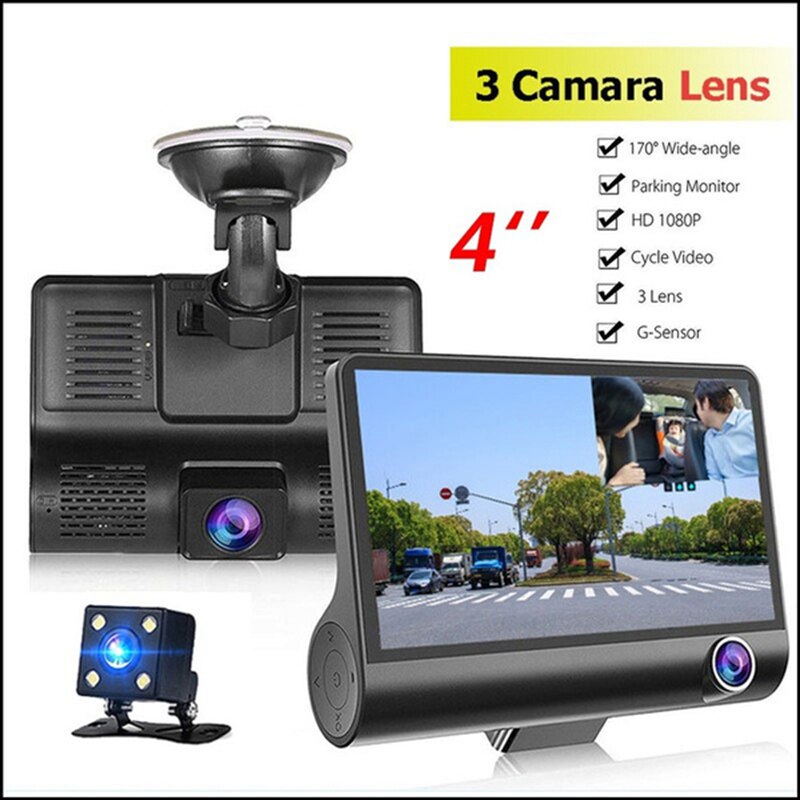 3 in 1 4 Inch Car DVR 170 Degree 1080P HD Dash Cam... – Grandado