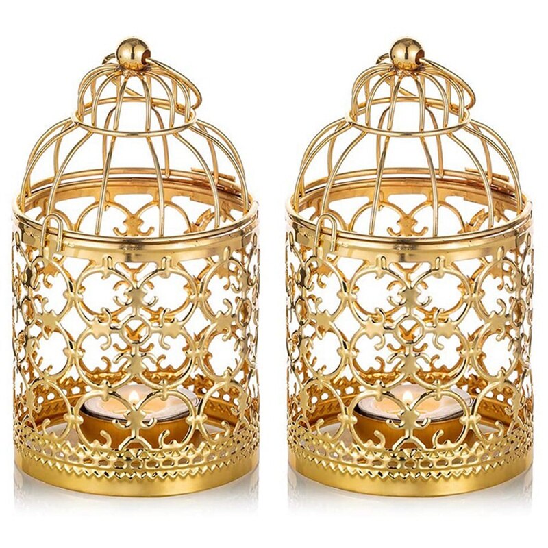 2Pcs Small Metal Tea Lights, Hanging Bird Cage Lan... – Grandado