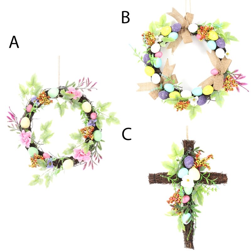 Easter Cross Wreath Rattan Hanging Frame Easter Cr... – Grandado
