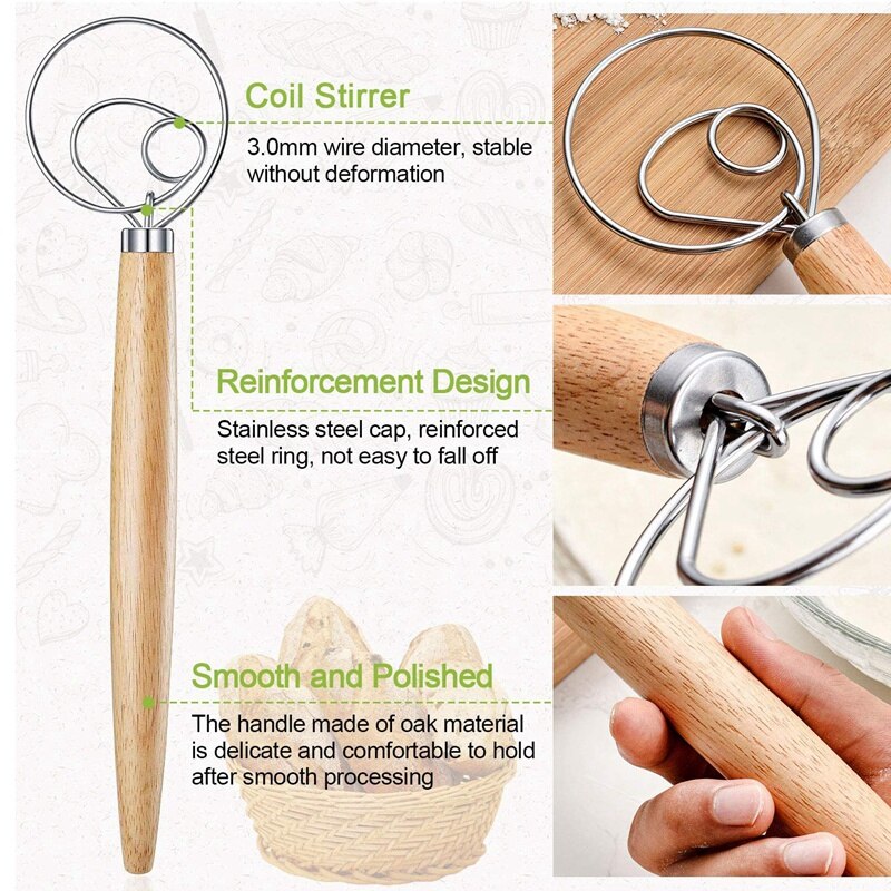 3PCS Danish Dough Whisks, Mixing Whisk Tools for K... – Grandado