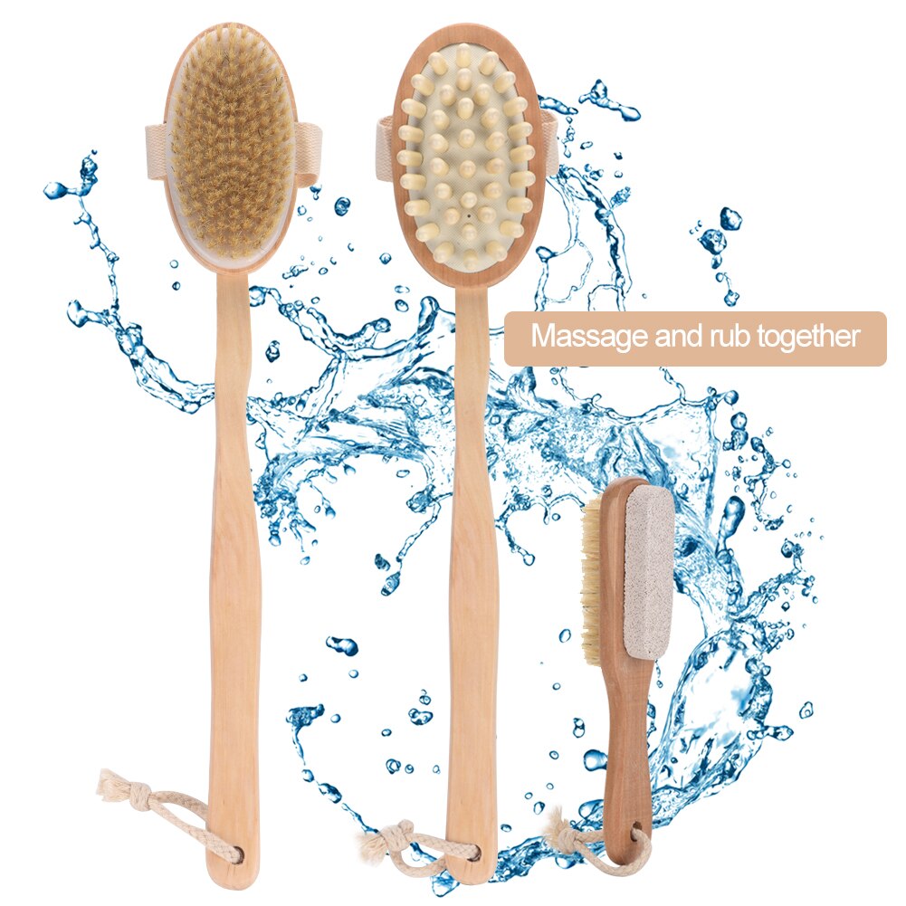 3 pcs/set Bath Brushes Detachable Long Handle Synt... – Grandado