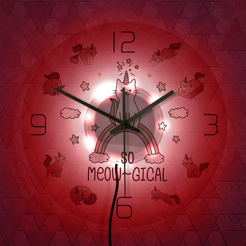So Meow-Gical Lovely Cat Unicorn Wall Clock Cute M... – Grandado