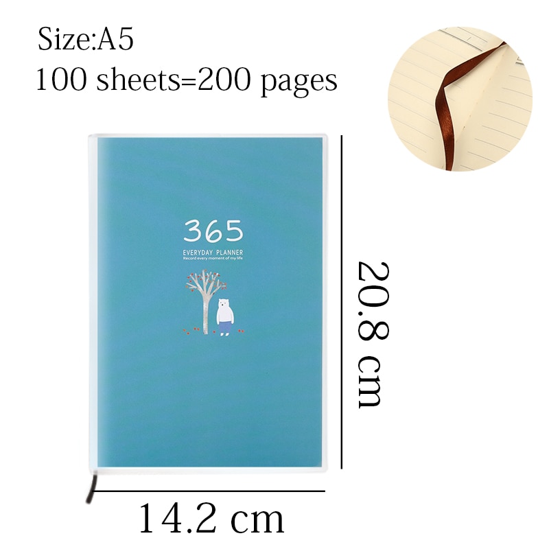 A5 Gevoerd Papier Notebook 365 Planner Jaarlijks A... – Grandado