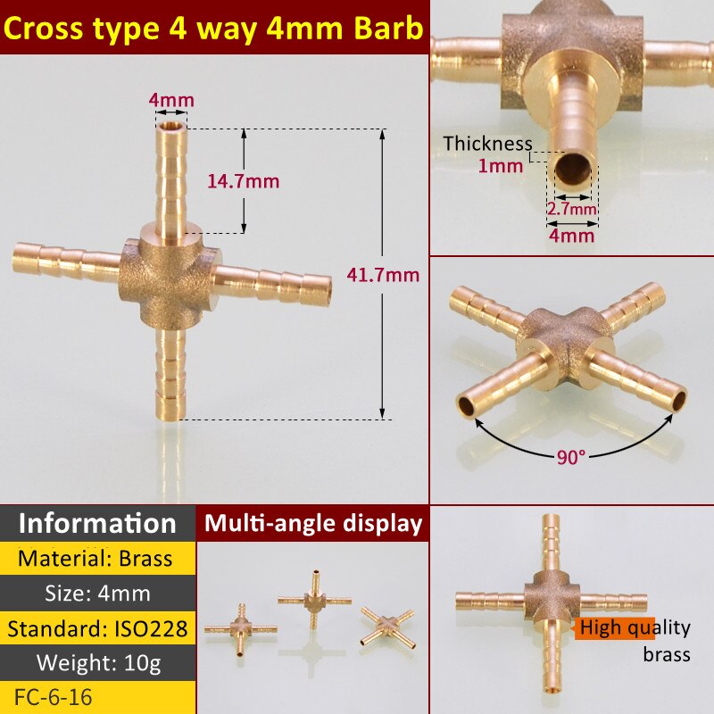 Cross Shaped Brass Pipe Fitting 4 Way 4mm 6mm 8mm ... – Grandado