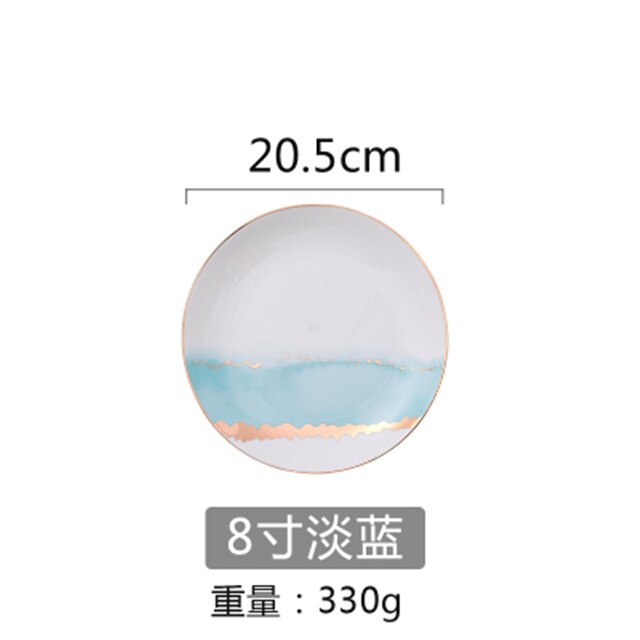 Gold Inlay Landscape fog Dinner Plates Ceramic Pla... – Grandado
