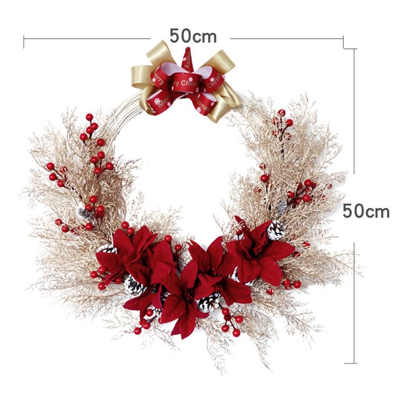 Simulation Gold Wreath Christmas Door Decoration W... – Grandado