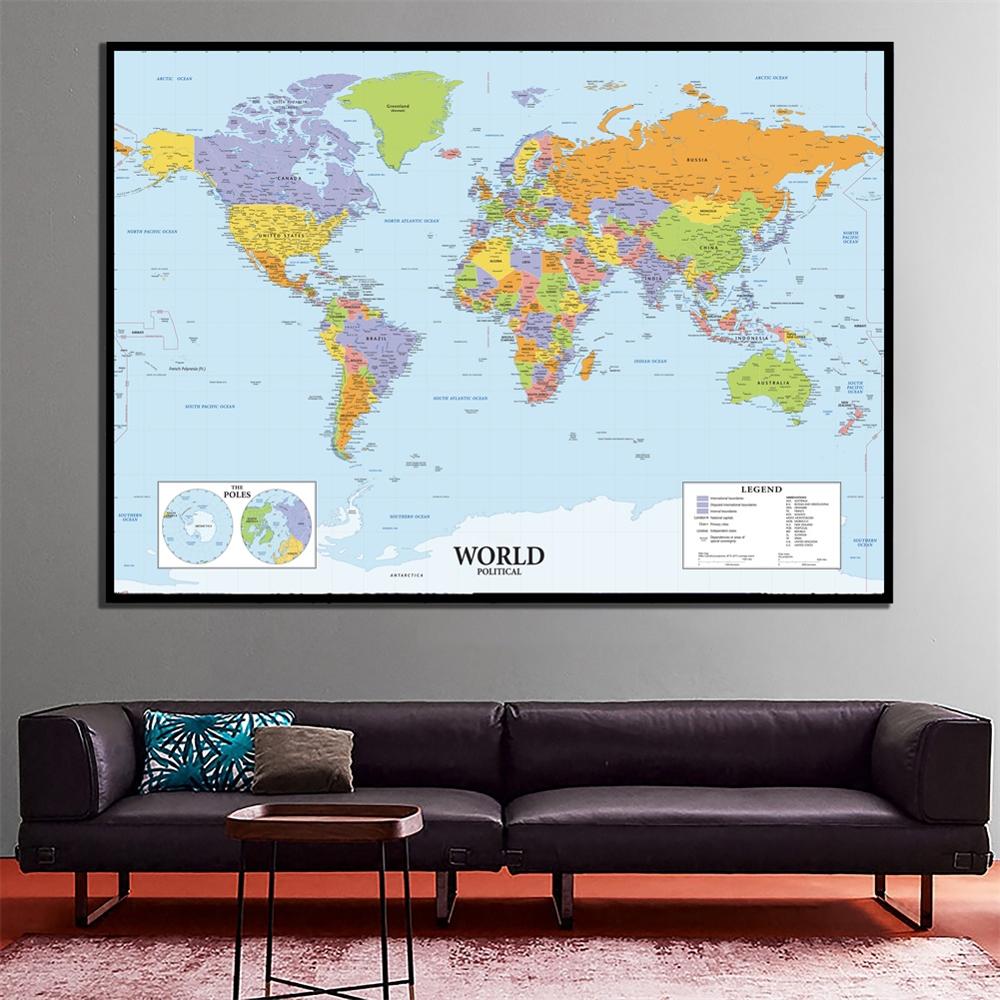 A2 Size The World Political Map Vinyl Spray Painti... – Grandado