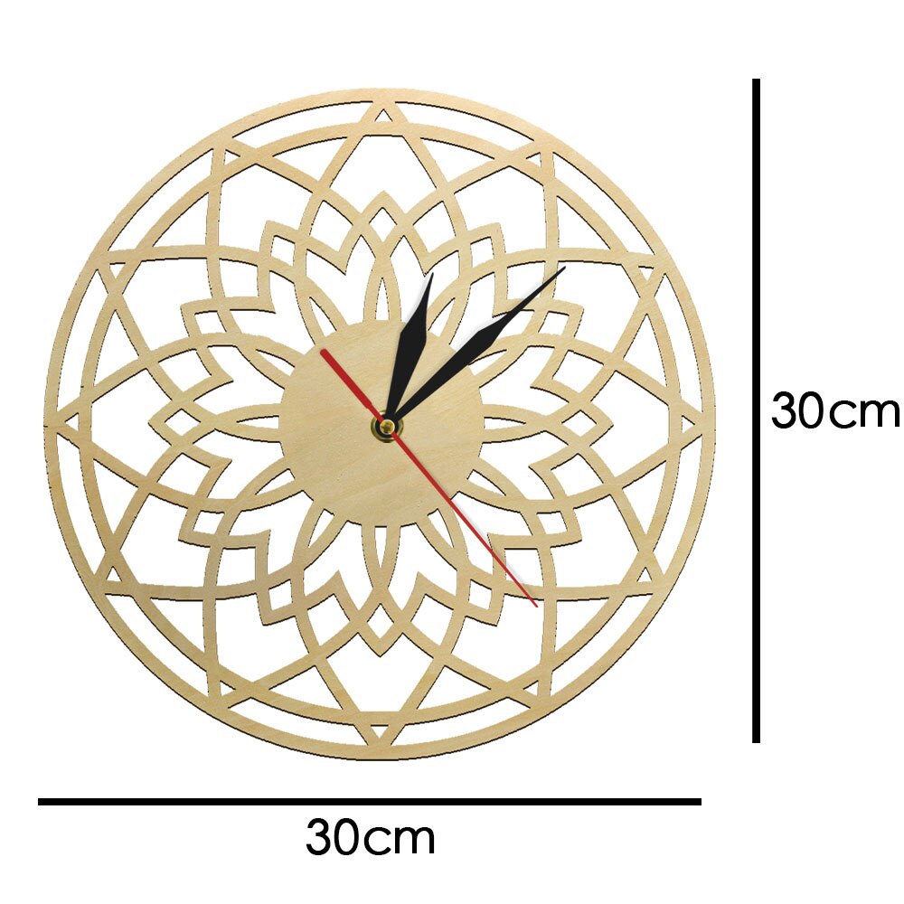 Flower Of Life Geometry Line Wooden Wall Clock Man... – Grandado