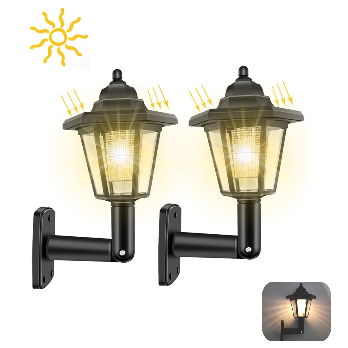 Solar Led Outdoor Lighting Retro Lantern Hexagonal... – Grandado