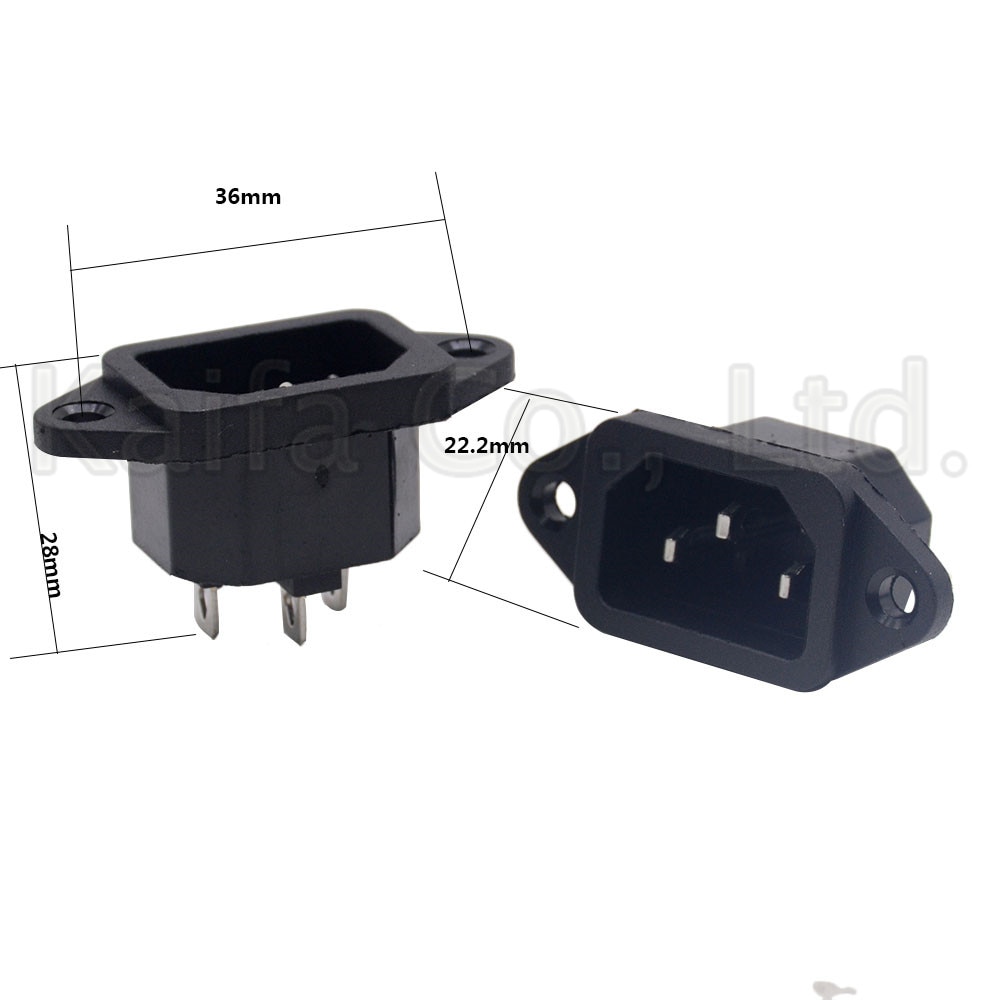 AC 250V 10A 3PCS 3P IEC320 C14 Male Plug Panel Pow... – Grandado