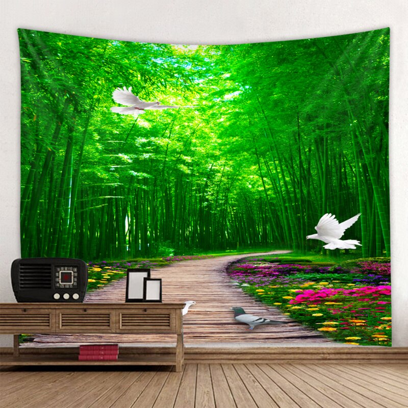 Bamboe Bos Groene Muur Tapijten Tapijt Home Decora... – Grandado