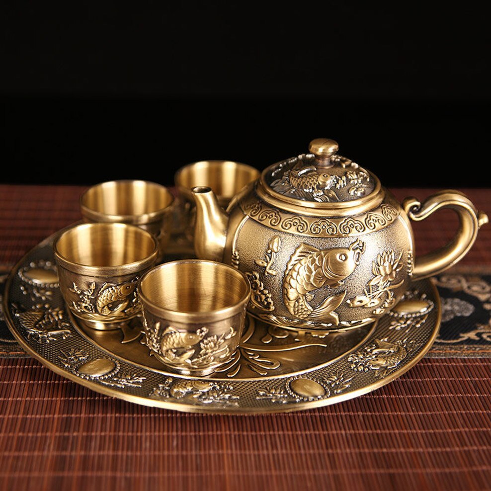 6-PCS Set Retro Tea Set Antique Copper Small Teacu... – Vicedeal