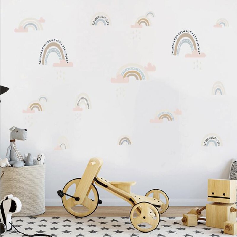 DIY Cartoon Clouds Rainbow Raindrops Wall Stickers... – Vicedeal