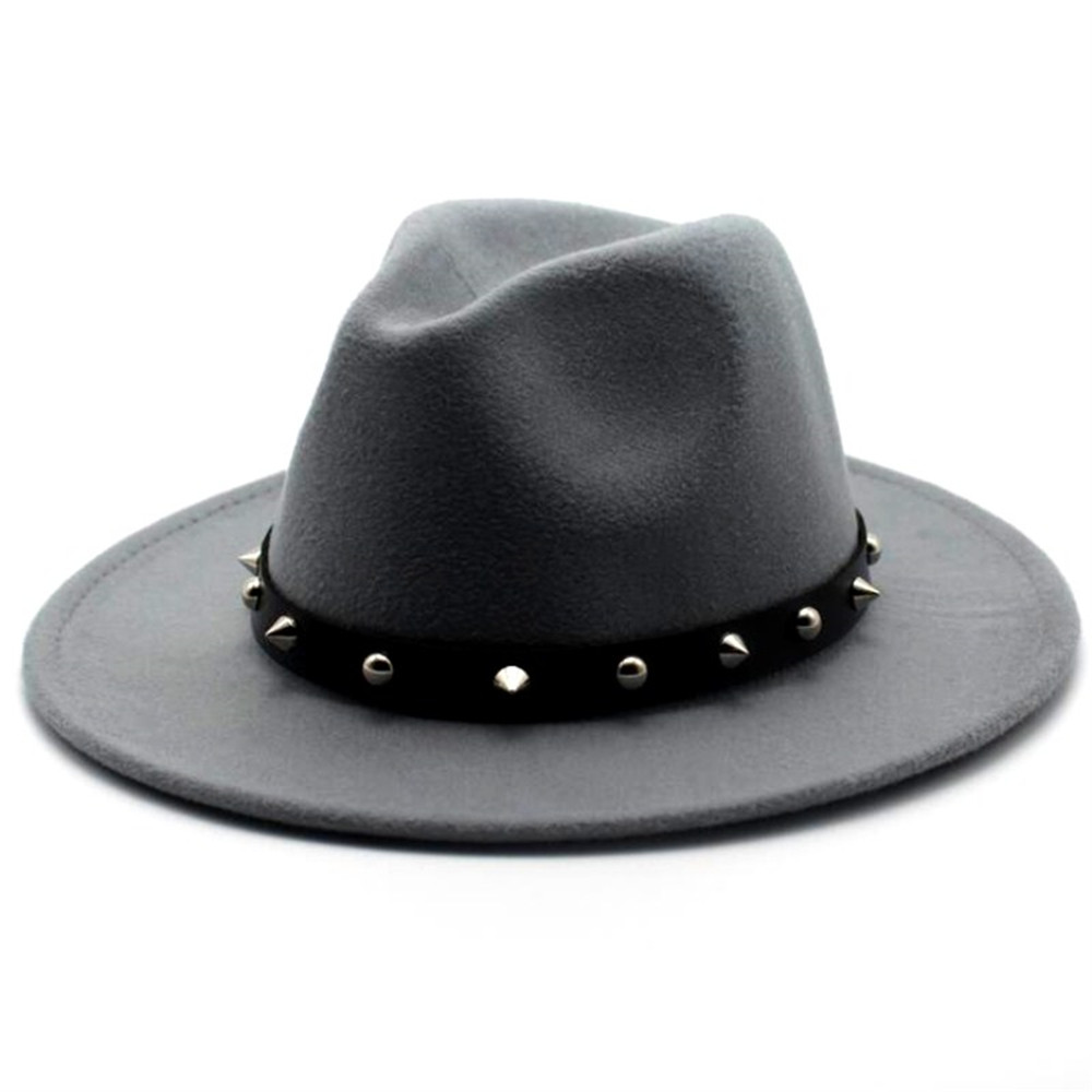 Women Men Fedora Hat With Punk Rivet Outdoor Trave... – Vicedeal
