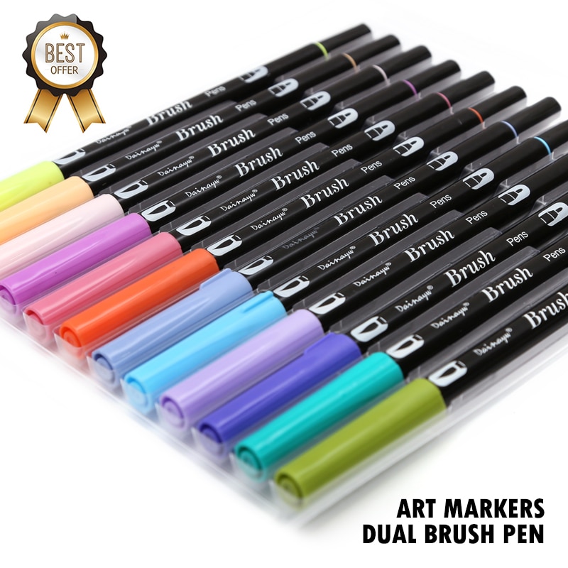 Dainayw Dual Brush Pen Art Markers, Primary, 12-Pa... – Vicedeal