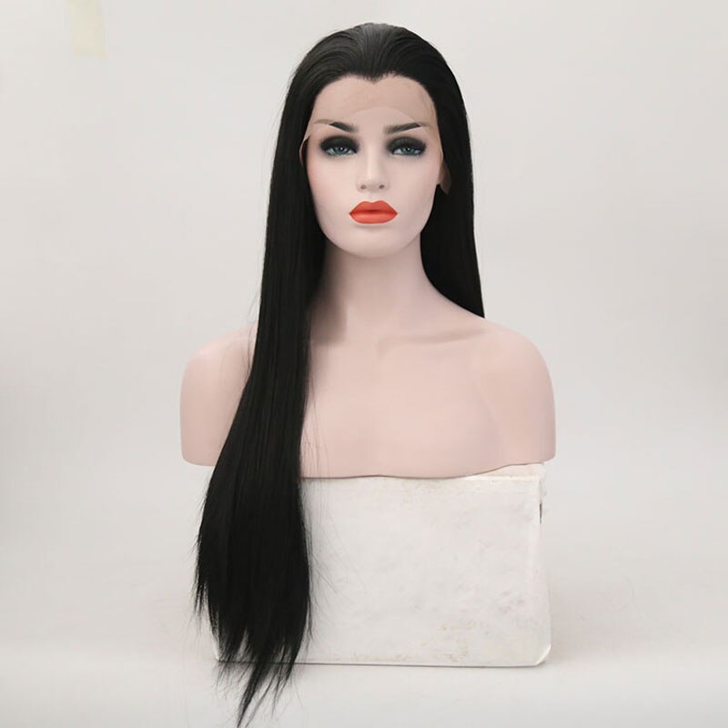 Bombshell Black Silky Straight Synthetic Hair Lace... – Grandado